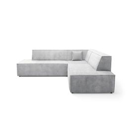 ECKSOFA TESSO II R-S Grau Kordstoff mit Schlaffunktion