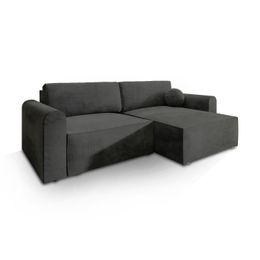 ECKSOFA FIANO M Schwarz Velours-Stoff mit Schlaffunktion