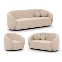 SITZGARNITUR 3+2+1 Roundi Cremewei&szlig; Boucl&eacute;