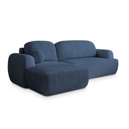 ECKSOFA MODENZA P L-S Blau Kordstoff mit Schlaffunktion