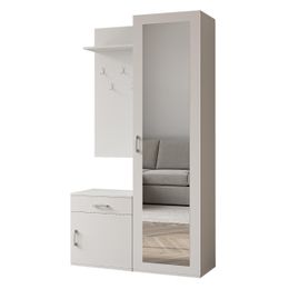 GARDEROBENSCHRANK VENTO 100/180,5/35 cm Modern Garderobe-Set Wei&szlig;