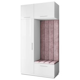 GARDEROBENSCHRANK REMA 120/240/60 cm Modern Garderobe-Set Wei&szlig;