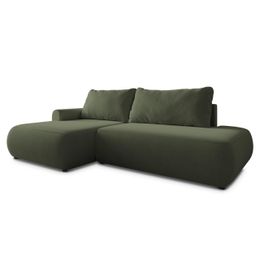 ECKSOFA NUVIRA CL L-S Olivgr&uuml;n Samtstoff mit Schlaffunktion