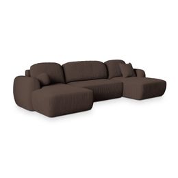 WOHNLANDSCHAFT SAVONA P Braun Kordstoff mit Schlaffunktion