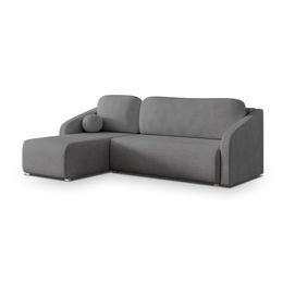 ECKSOFA MARELLO Grau Geflochtener Stoff mit Schlaffunktion