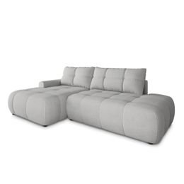 ECKSOFA FLUMA CL L-S Hellgrau Samtstoff mit Schlaffunktion