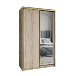 SCHWEBET&Uuml;RENSCHRANK TAVI 120/205/60 cm 2-t&uuml;rig mit Spiegel Sonoma Eiche