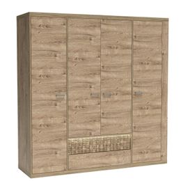 DREHT&Uuml;RENSCHRANK YASUO 195,5/200,5/57,5 cm 4-t&uuml;rig Eichefarben