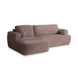 ECKSOFA SENTI P L-S Lila Kordstoff mit Schlaffunktion