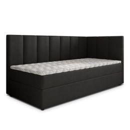 BOXBETT BEVE 80x200 cm mit Matratze und Topper, H2+H3 - Schwarz