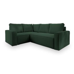 ECKSOFA ESTANO L-S Gr&uuml;n Kordstoff mit Schlaffunktion