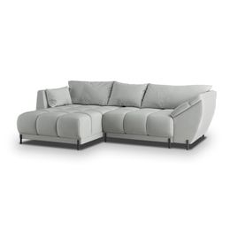 ECKSOFA VESTANO L-S Hellgrau Velours-Stoff mit Schlaffunktion