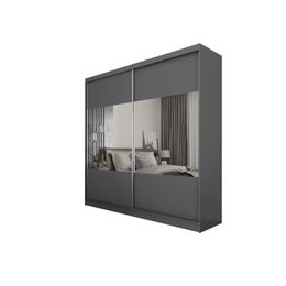 SCHWEBET&Uuml;RENSCHRANK AZZURRA 200/216/61 cm 2-t&uuml;rig mit Spiegel Grau