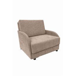 BETTSOFA TIGO Braun Velours-Stoff mit Schlaffunktion