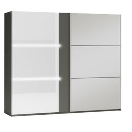 SCHWEBET&Uuml;RENSCHRANK RENEKTON 250/215/65 cm 2-t&uuml;rig mit Spiegel Graphitfarben