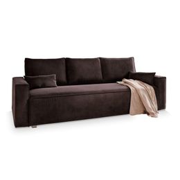 BETTSOFA ALATRI Braun Velours-Stoff mit Schlaffunktion