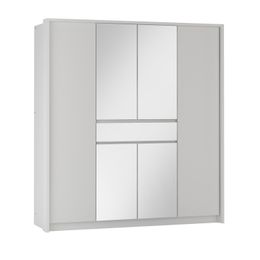 SCHWEBET&Uuml;RENSCHRANK RUMBLE 200/217/65 cm 3-t&uuml;rig mit Spiegel Wei&szlig;