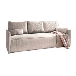 BETTSOFA MESTOR Beige Kordstoff mit Schlaffunktion