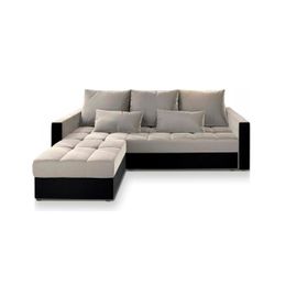 ECKSOFA KOS PIK Beige Pl&uuml;sch-Stoff mit Schlaffunktion