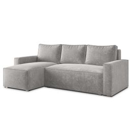 ECKSOFA POTARO LM Hellgrau Chenille mit Schlaffunktion