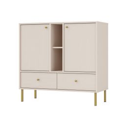 KOMMODE TORINO 100/95/41 cm mit 2 Schubladen 2 T&uuml;ren Beige