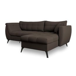 ECKSOFA MOLLIS Braun Geflochtener-Stoff mit Schlaffunktion