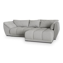 ECKSOFA ORENTI R-S Hellgrau Boucle-Stoff mit Schlaffunktion