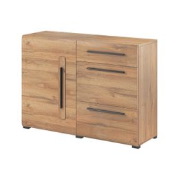 KOMMODE TULLIA 120/86/39 cm mit 3 Schubladen und 1 T&uuml;ren Eichefarben
