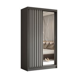 SCHWEBET&Uuml;RENSCHRANK LAMELLO 120/216/61 cm 2-t&uuml;rig mit Spiegel Grau