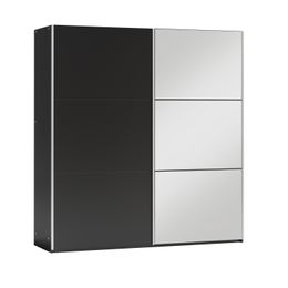 SCHWEBET&Uuml;RENSCHRANK IVERN 151/215/65 cm 2-t&uuml;rig mit Spiegel Schwarz