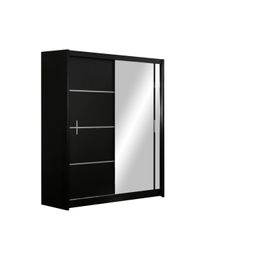SCHWEBET&Uuml;RENSCHRANK NASUS 203/215/61 cm 2-t&uuml;rig mit Spiegel Schwarz