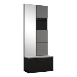GARDEROBENSCHRANK MODULO 80,6/204/40 cm Modern Garderobe-Set Schwarz
