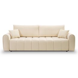 BETTSOFA FINO Creme Bucle-Stoff mit Schlaffunktion