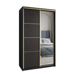 SCHWEBET&Uuml;RENSCHRANK VARO 120/205/60 cm 2-t&uuml;rig mit Spiegel Schwarz