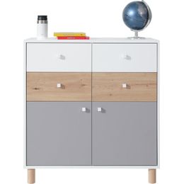 KOMMODE SANNIO 85/90/40cm mit Schubladen T&uuml;ren Wei&szlig;