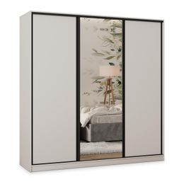SCHWEBET&Uuml;RENSCHRANK TARI 180/205/58 cm 3-t&uuml;rig mit Spiegel und Schubladen Wei&szlig;
