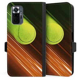 DeinDesign Xiaomi Redmi Note 10 Pro Handy Klapph&uuml;lle Handyh&uuml;lle aus Kunst Leder schwarz Flip Case Ball Tennis Hobby Sideflip mit langer Lasche