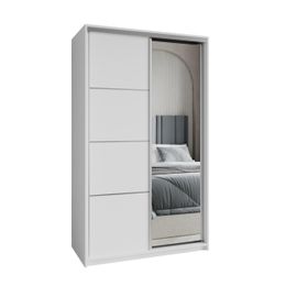 SCHWEBET&Uuml;RENSCHRANK VARO 120/205/60 cm 2-t&uuml;rig mit Spiegel Wei&szlig;