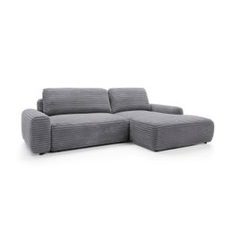 ECKSOFA OSSO Grau Velours-Stoff mit Schlaffunktion