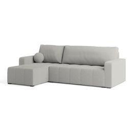 ECKSOFA VOLIRA Hellgrau Boucle-Stoff mit Schlaffunktion