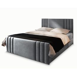 BOXBETT KANES 180x200 cm mit Matratze und Topper - Hellgrau