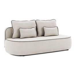 SCHLAFSOFA Vero im modernen und abgerundeten Design mit Bettkasten aus Hellgrau Pl&uuml;schstoff mit graphiter Paspel