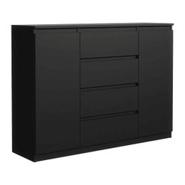 KOMMODE NUDO 120/101,5/39cm mit 4 Schubladen 2 T&uuml;ren Schwarz