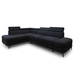ECKSOFA AVISE Q L-S Schwarz Boucle-Stoff mit Schlaffunktion