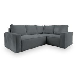 ECKSOFA ESTANO R-S Grau Kordstoff mit Schlaffunktion