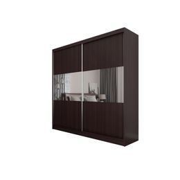 SCHWEBET&Uuml;RENSCHRANK ROSALIA 200/216/61 cm 2-t&uuml;rig mit Spiegel Wengefarben