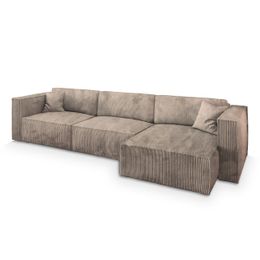 ECKSOFA TOLMO P Beige Kordstoff mit Schlaffunktion