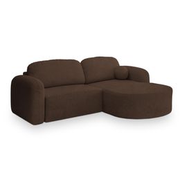 ECKSOFA AMILIA R-S Braun Boucle-Stoff mit Schlaffunktion