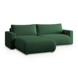 ECKSOFA TURIN P Gr&uuml;n Kordstoff mit Schlaffunktion