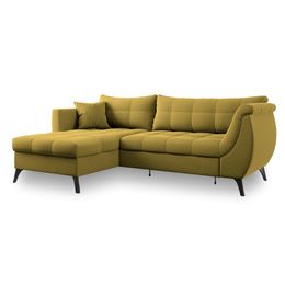 ECKSOFA MOLLIS Gelb Geflochtener-Stoff mit Schlaffunktion